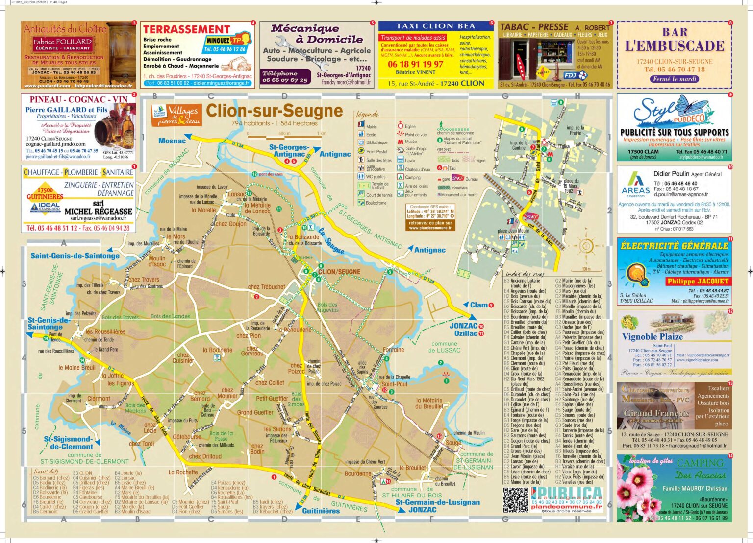 Plan général de la commune – Clion-sur-Seugne